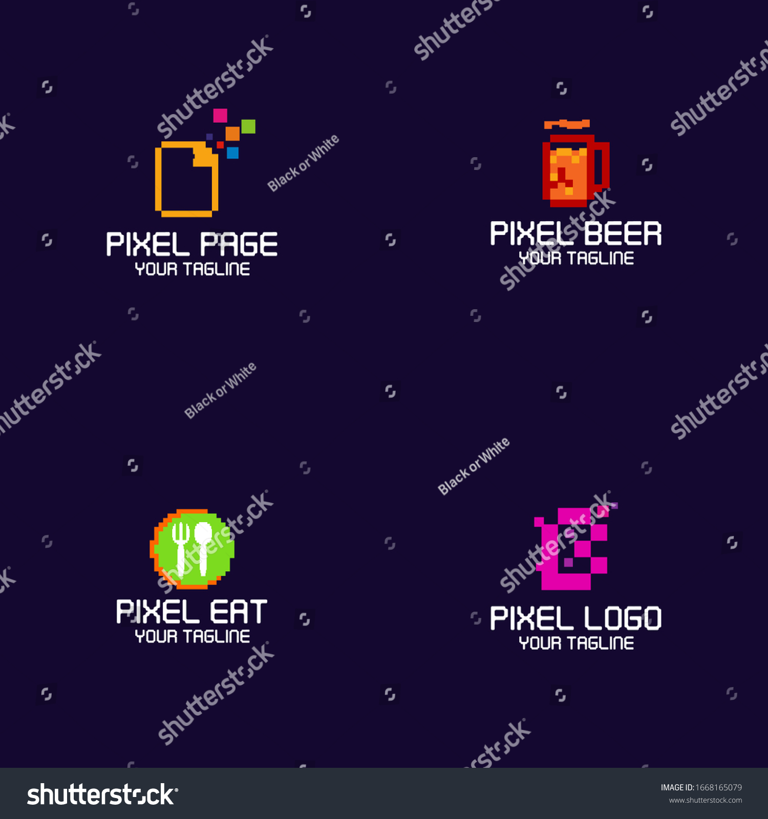 Pixel Logo Design Vector Template: เวกเตอร์สต็อก (ปลอดค่าลิขสิทธิ์ ...