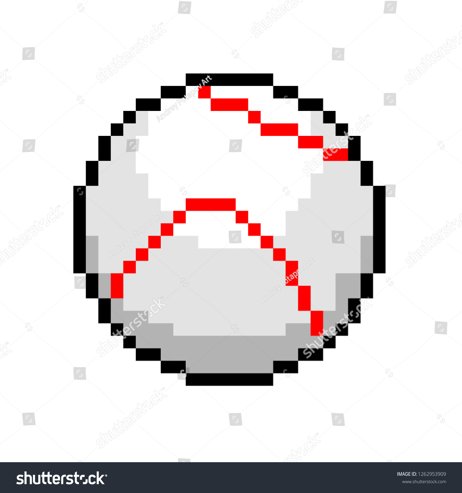 Pixel Look Art Vector Baseball Ball Stock Vector (Royalty Free) 1262953909