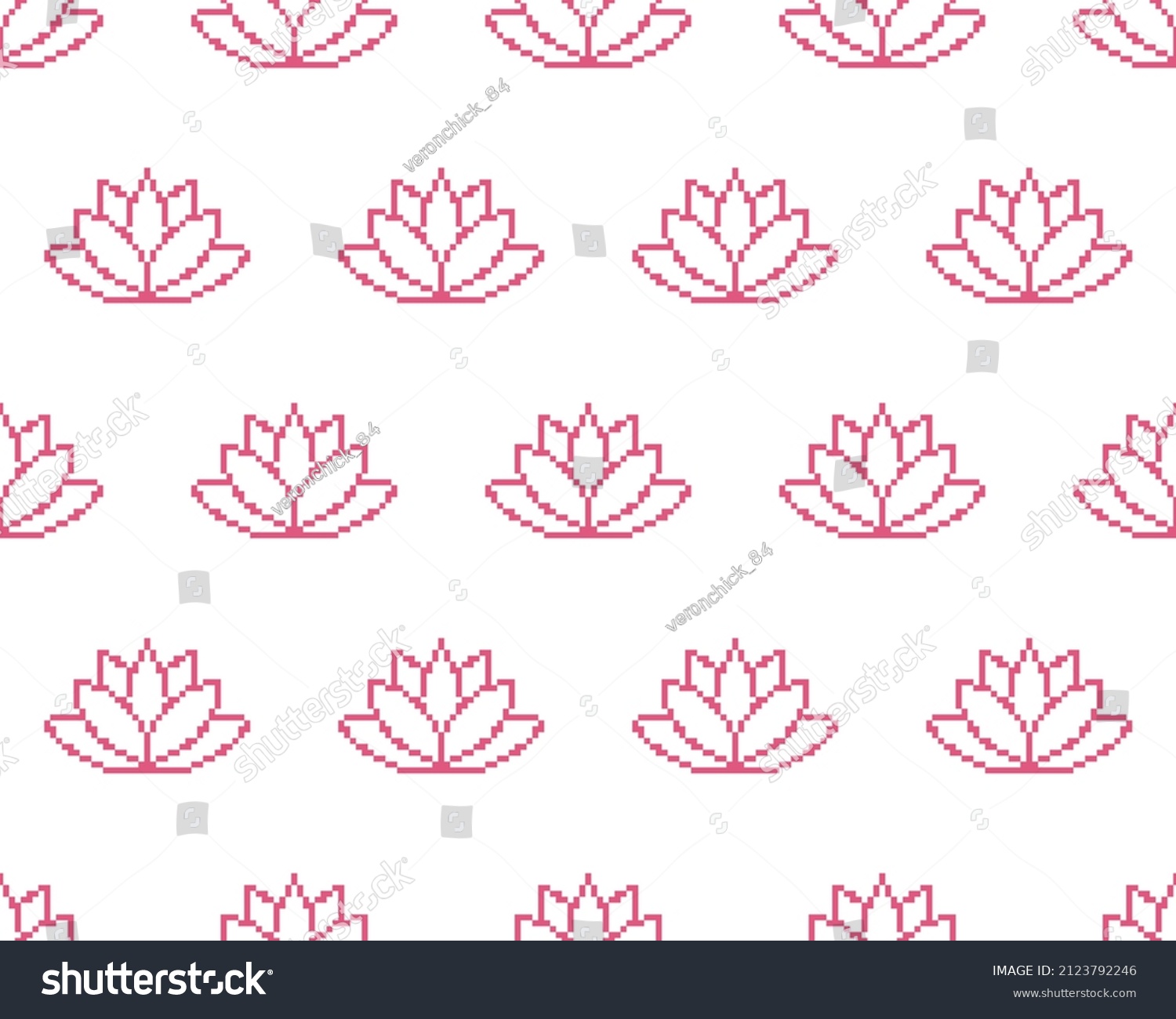 Pixel Lotus Background Seamless Lotus Pixelized Stock Vector (Royalty ...