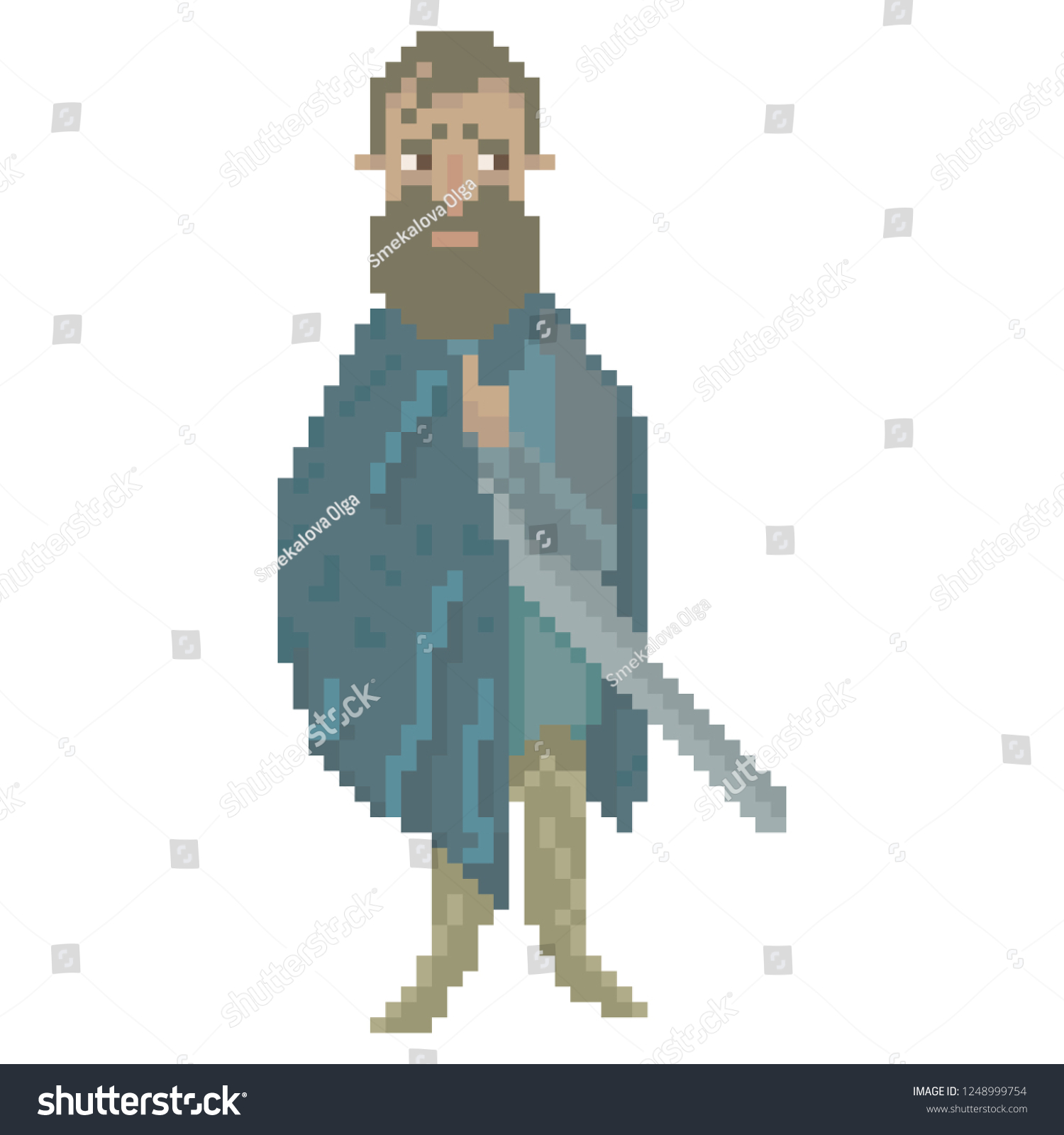 Pixel Man Sword Vector Illustration 스톡 벡터(로열티 프리) 1248999754