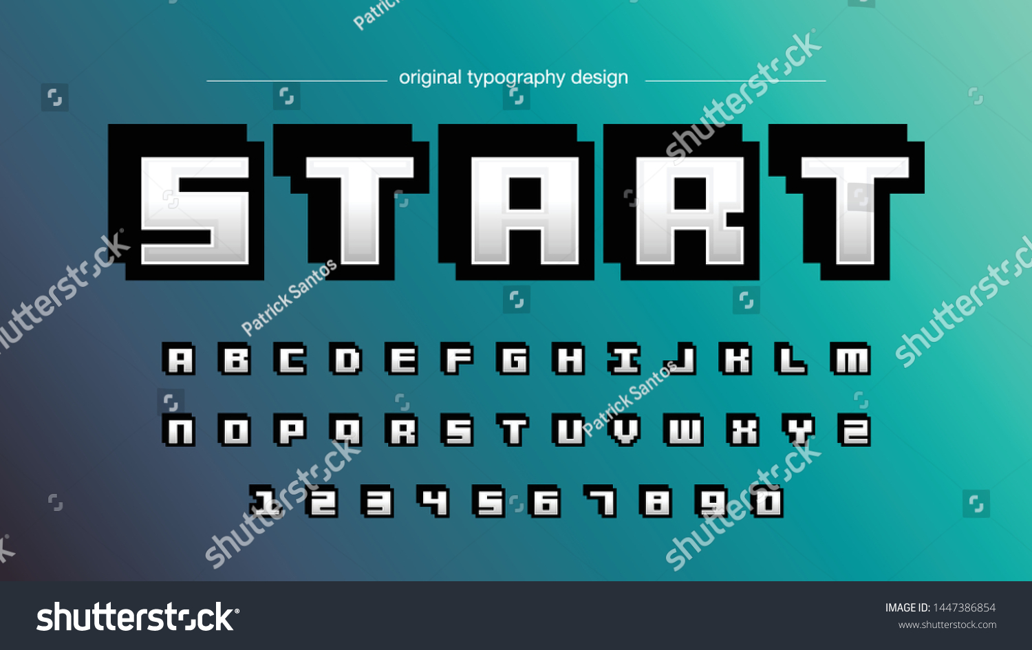 Vektor Stok Pixel Modern Square Typography Font Design (Tanpa Royalti ...