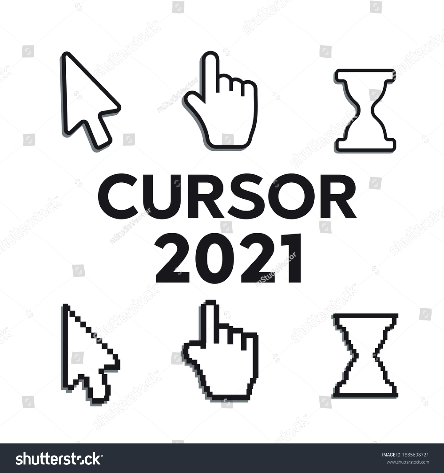 Pixel Mouse Cursors Pointer Arrow Wait: เวกเตอร์สต็อก (ปลอดค่าลิขสิทธิ์ ...