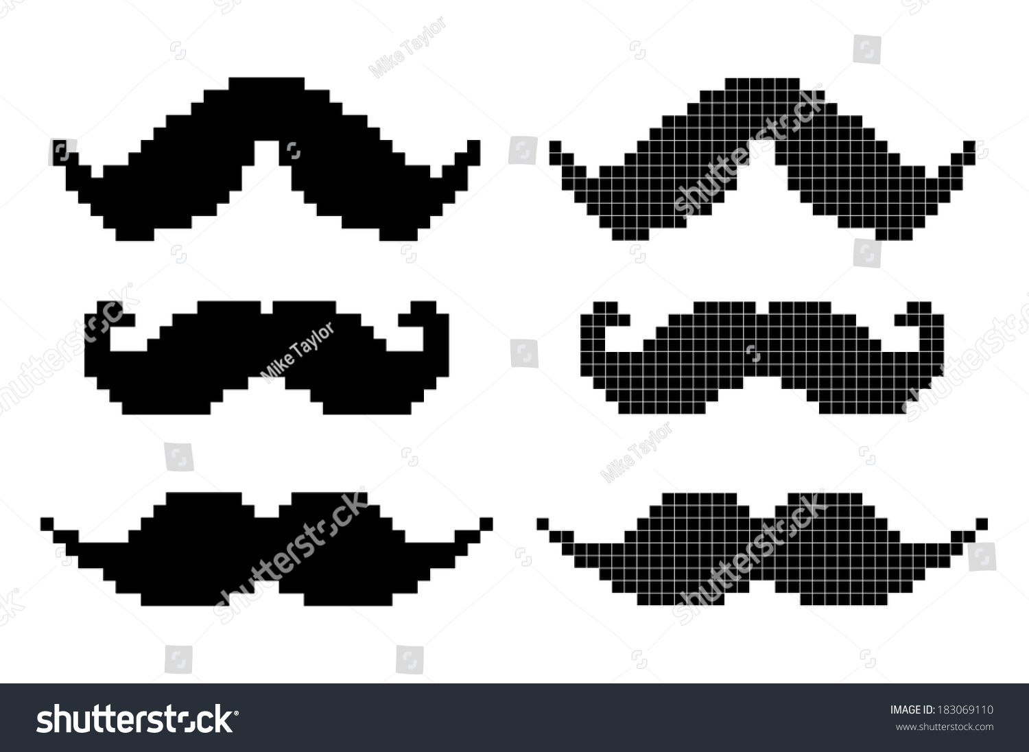 Pixel Mustache Icon Set Stock Vector (Royalty Free) 183069110