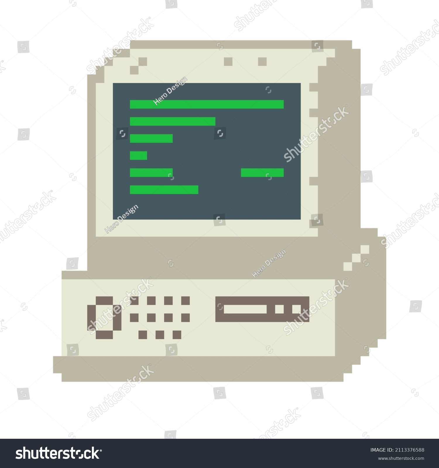 Pixel Old Computer High Detailed Design Stock Vector (Royalty Free ...