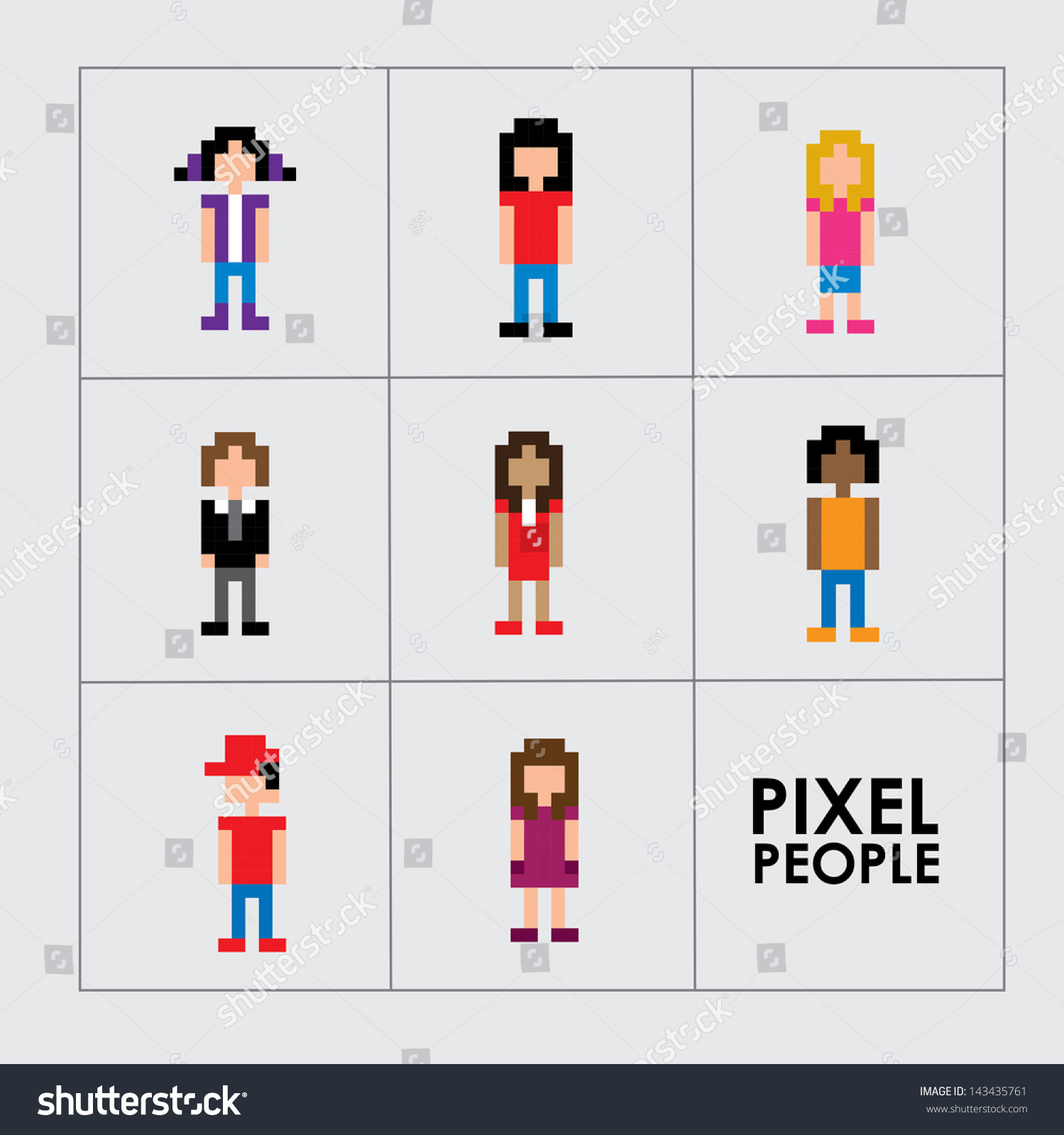 Pixel People Over White Background Vector: Vector có sẵn (miễn phí bản ...