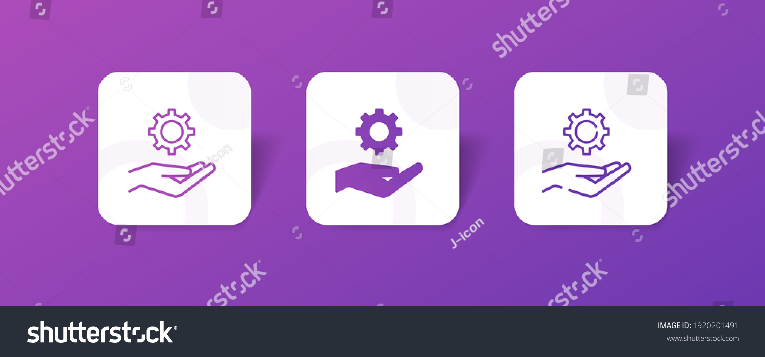 Pixel Perfect Hand Cogs Icon Set Stock Vector (Royalty Free) 1920201491 ...