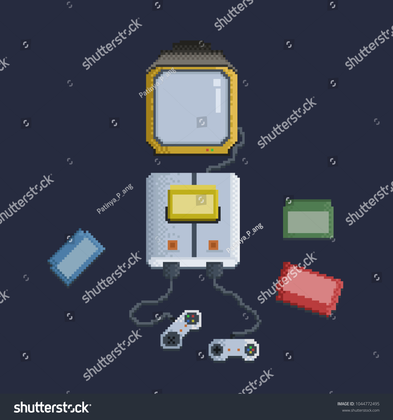 Pixel Retro Console Game8bit Art Vector: เวกเตอร์สต็อก (ปลอดค่า ...