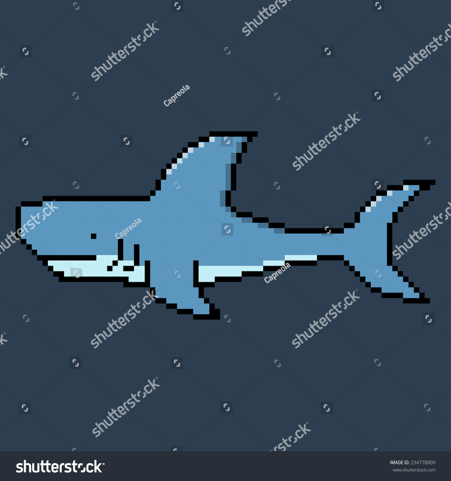Pixel Shark Stock Vector 234778009 - Shutterstock