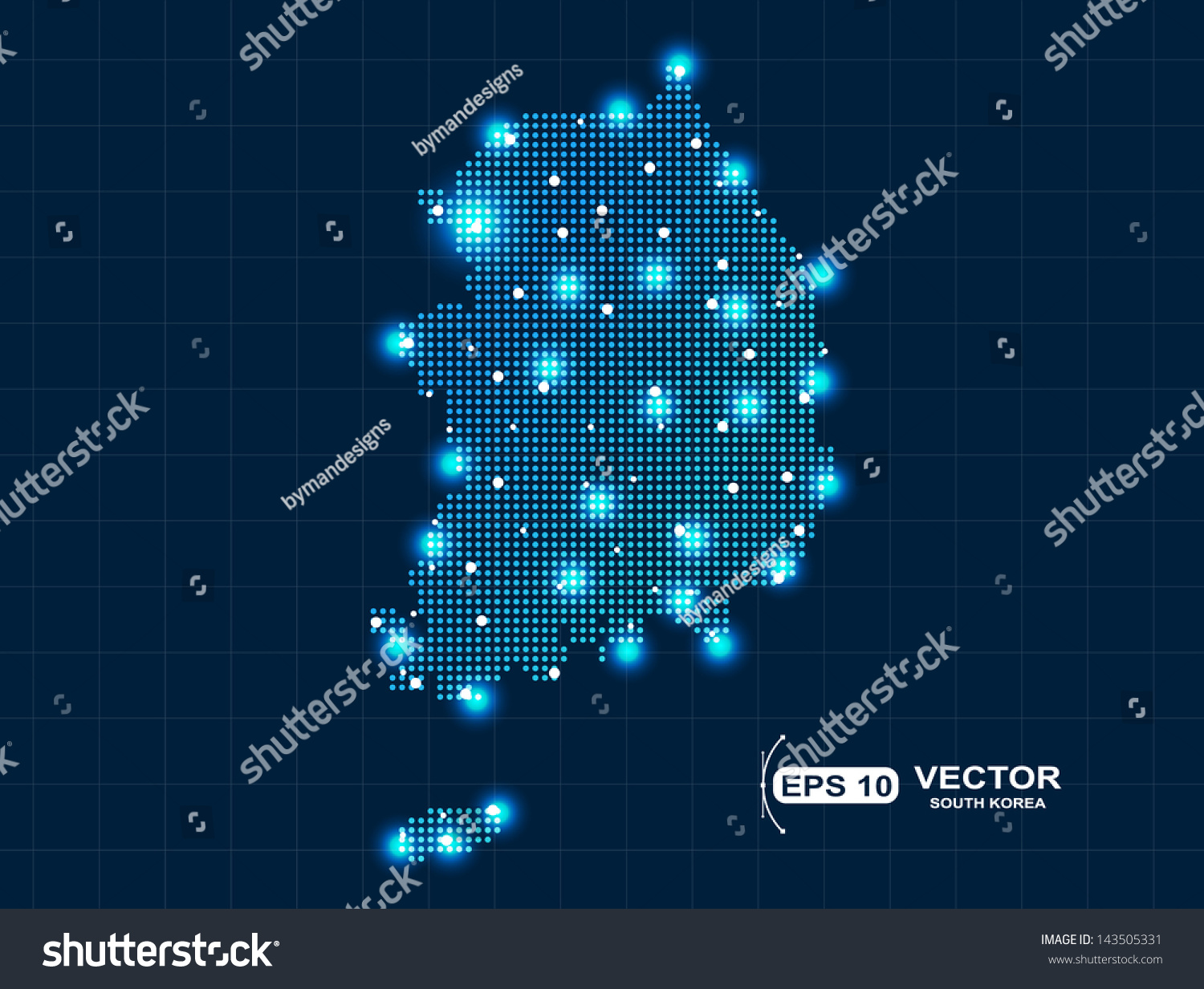 Pixel South Korea Map Light Effect Stock Vector (Royalty Free ...