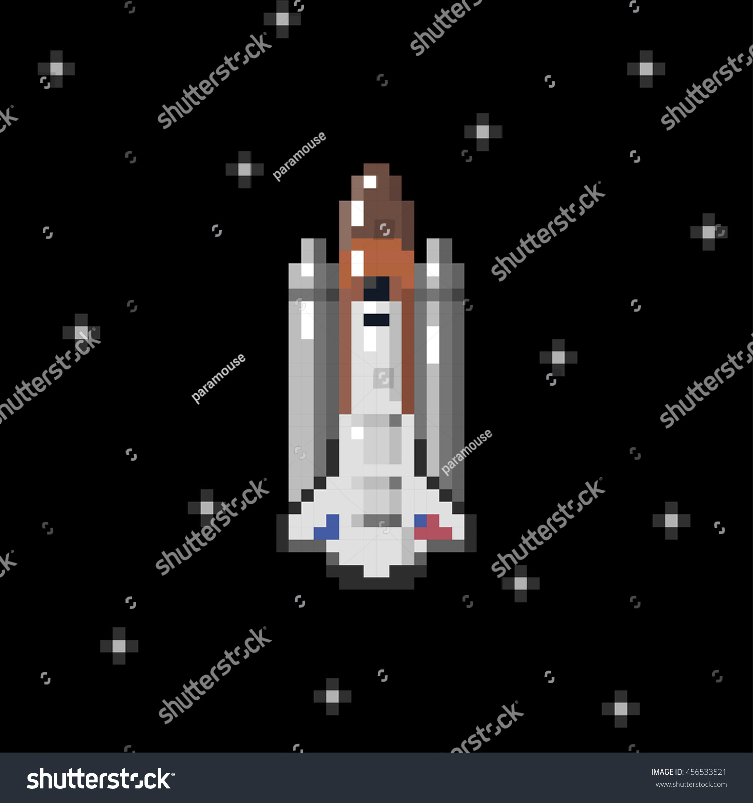 Stock vektor „Pixel Space Shuttle Space Isolated Vector“ (bez ...
