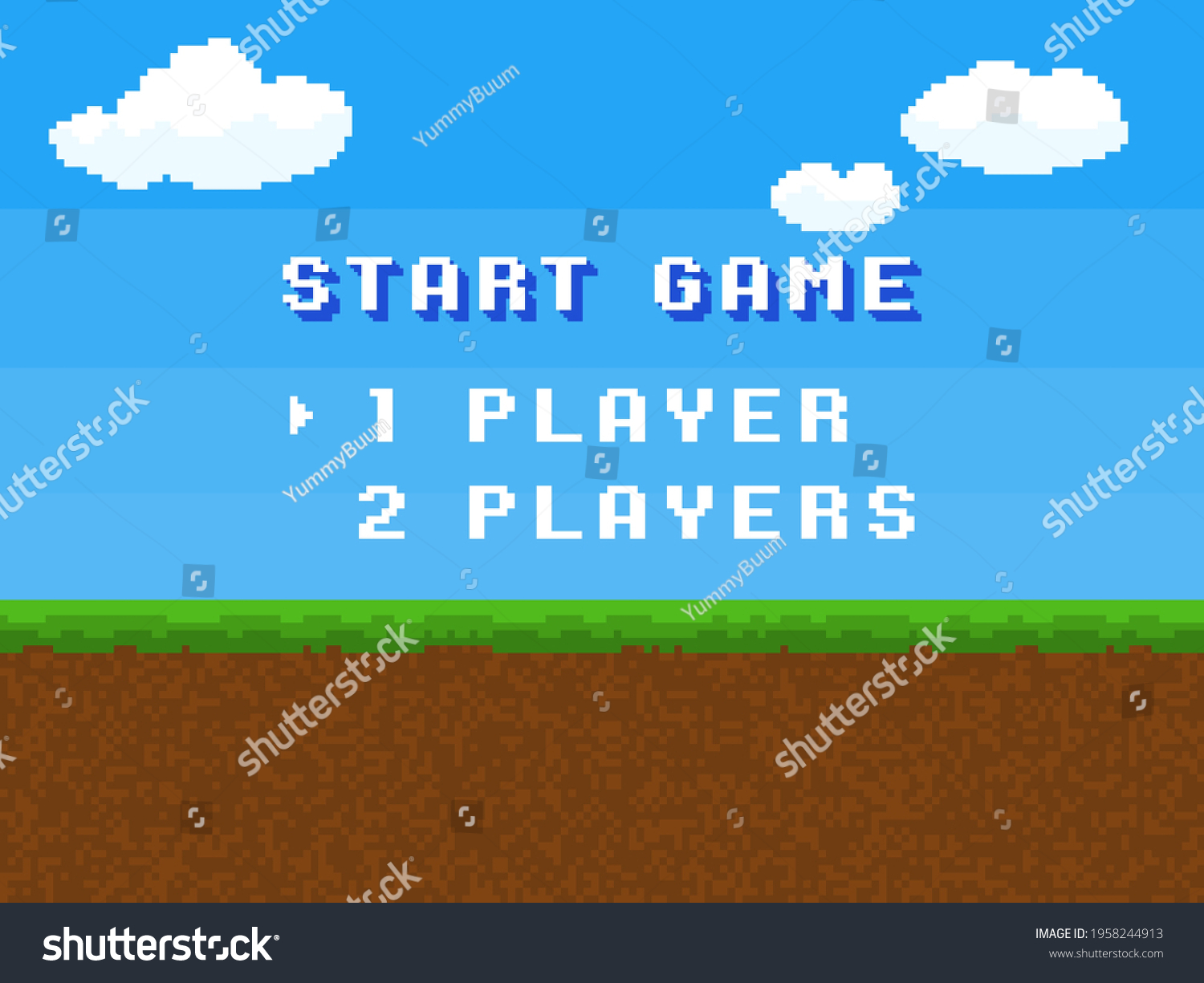 Pixel Start Game 8 Bit Control Stock Vector (Royalty Free) 1958244913 ...