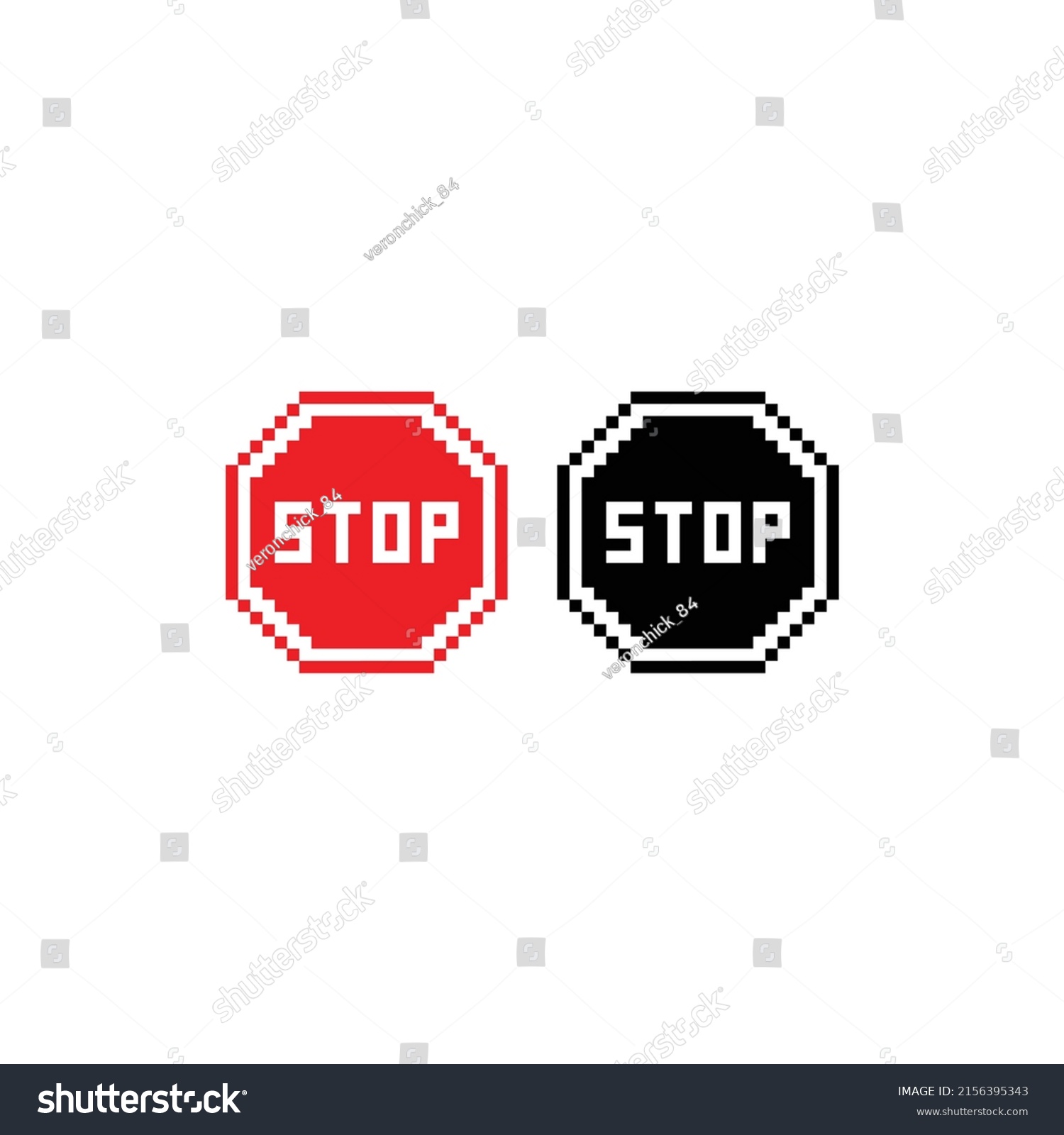 Pixel Stop Icon Vector Pixel Art Stock Vector (Royalty Free) 2156395343 ...