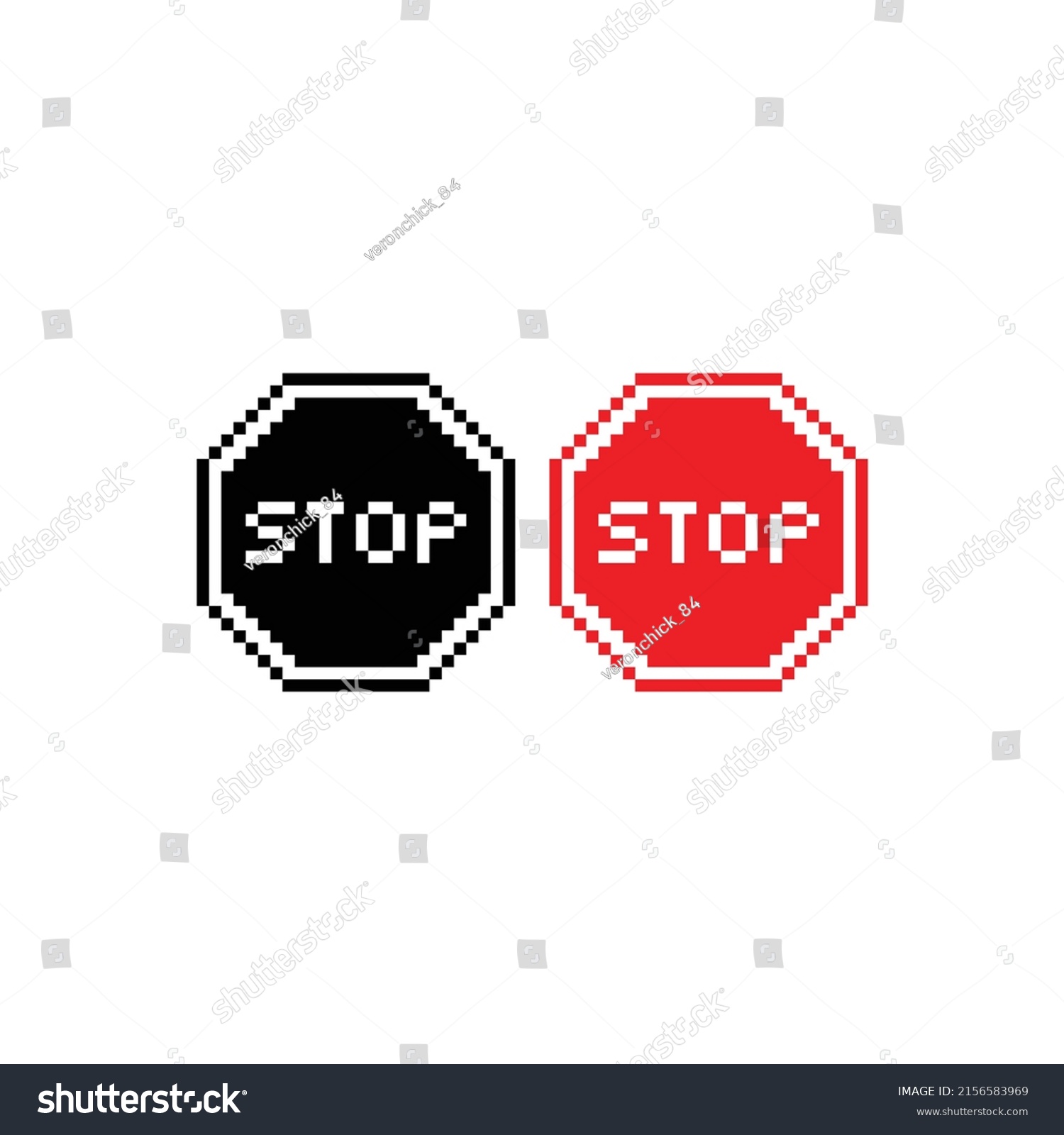 Pixel Stop Icon Vector Pixel Art Stock Vector (Royalty Free) 2156583969 ...