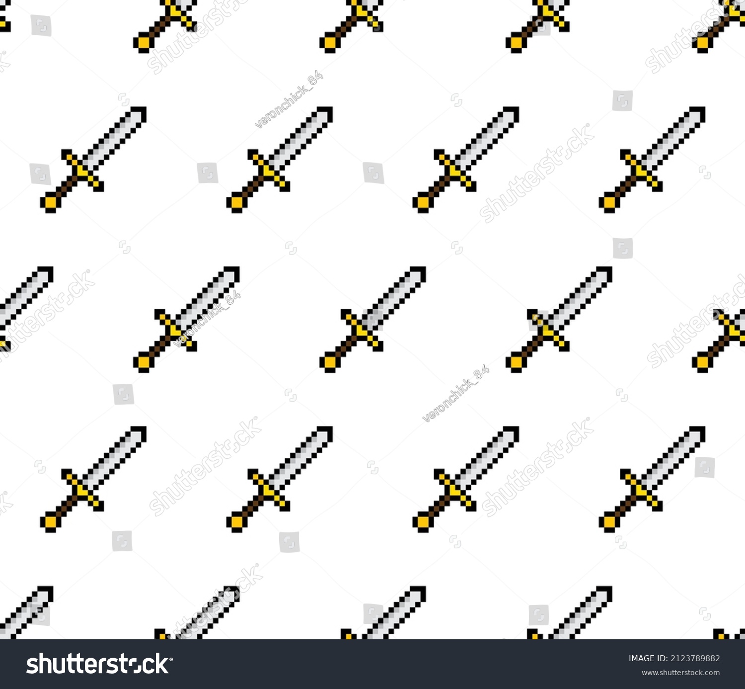 Pixel Sword Background Seamless Sword Pixelized Stock Vector Royalty Free 2123789882