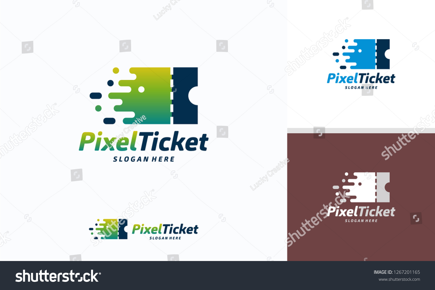 Pixel Ticket Logo Designs Concept Vector: vector de stock (libre de ...