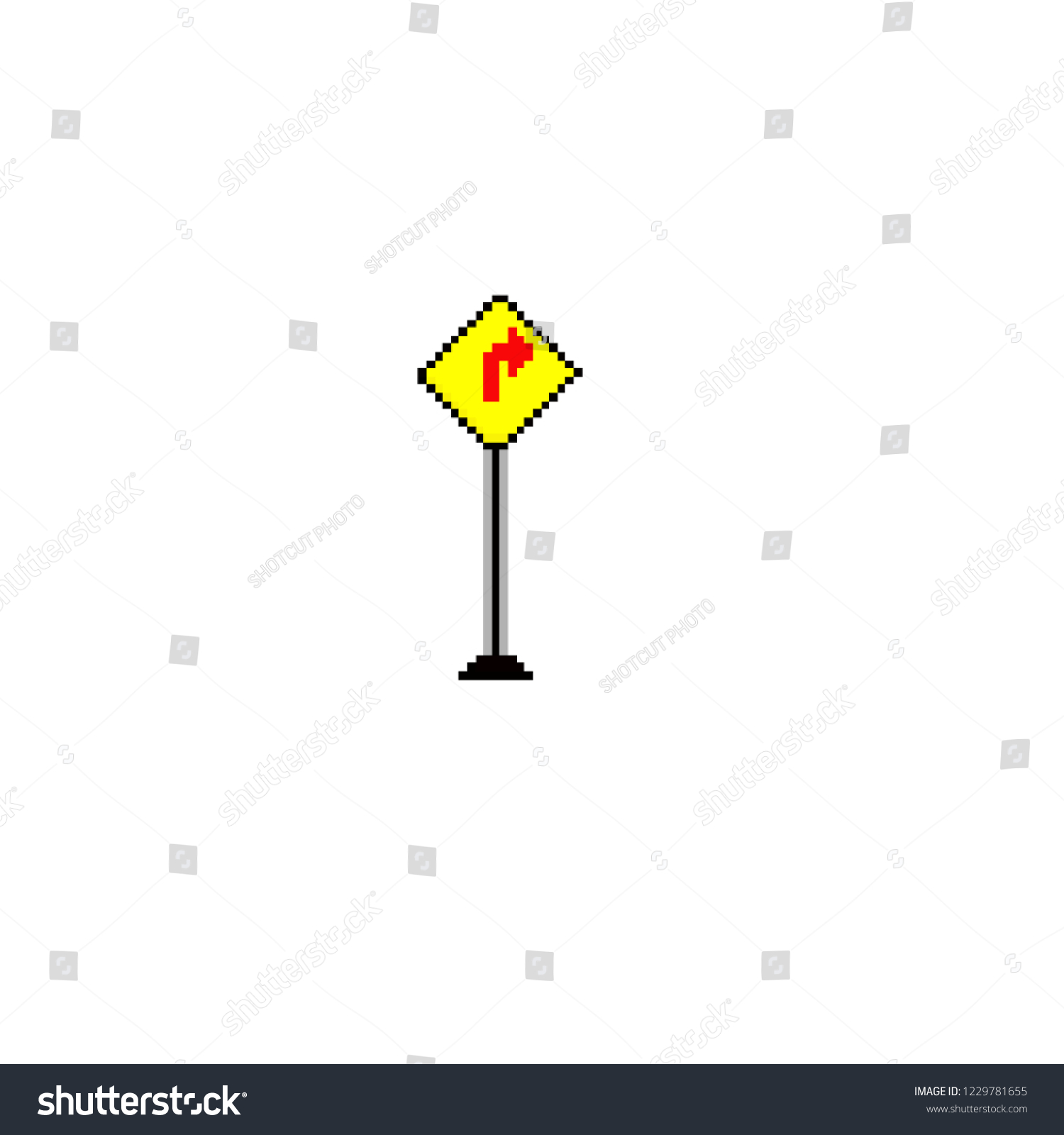 Pixel Traffic Signs: vector de stock (libre de regalías) 1229781655 ...