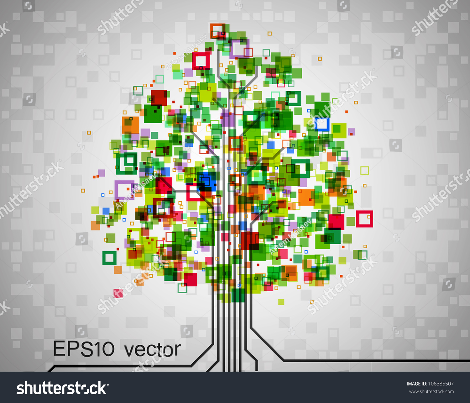 Pixel Tree Symbolizing Technological Progress Modern Stock Vector ...