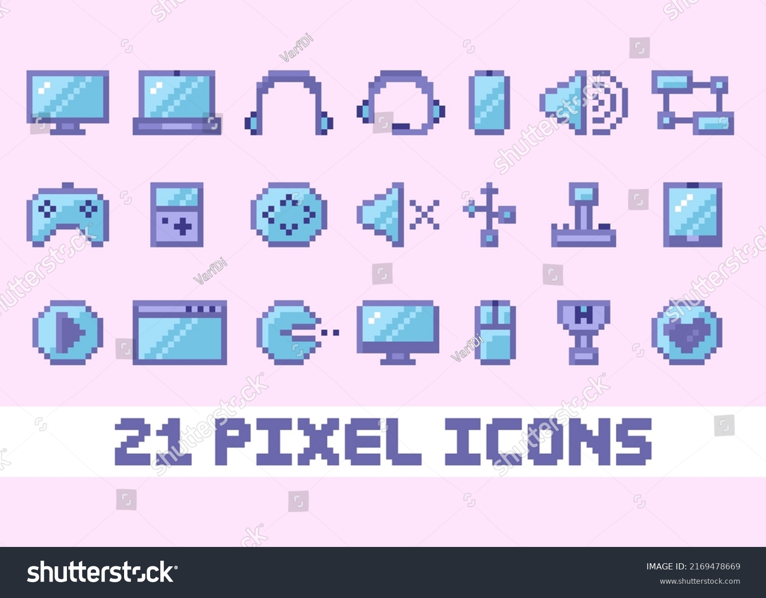 Pixel Vector Icons Games Computers Appliances Stock Vector (Royalty ...