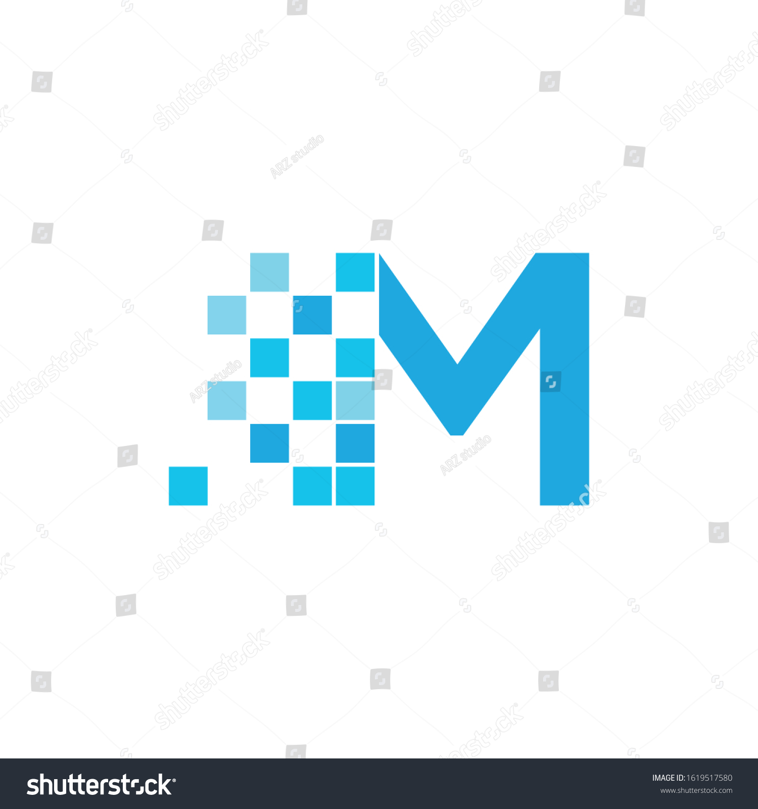 Pixel Vector Logo Letter M Stock Vector (Royalty Free) 1619517580