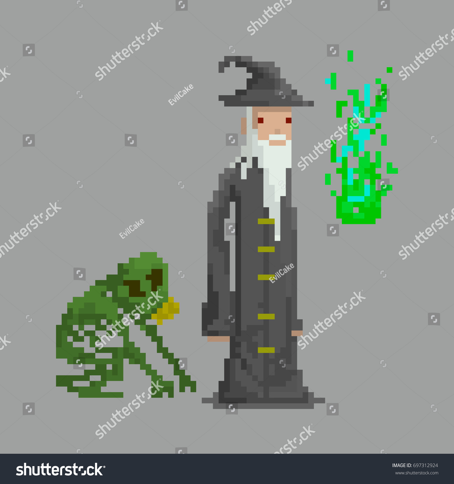 Pixel Wizard Necromancer Games Applications Stock Vector (Royalty Free ...