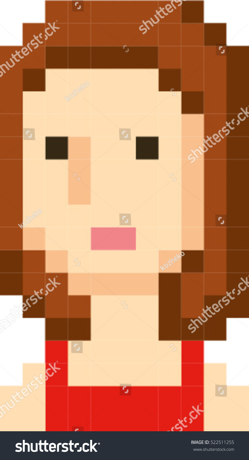 Pixel Woman Stock Vector (Royalty Free) 522511255