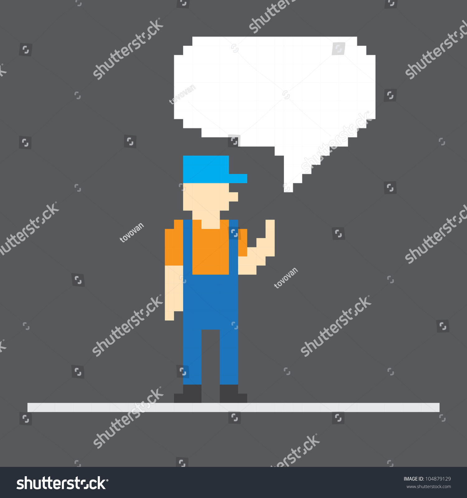 Pixel Worker Speech Cloud Template Foe Stock Vector (Royalty Free ...