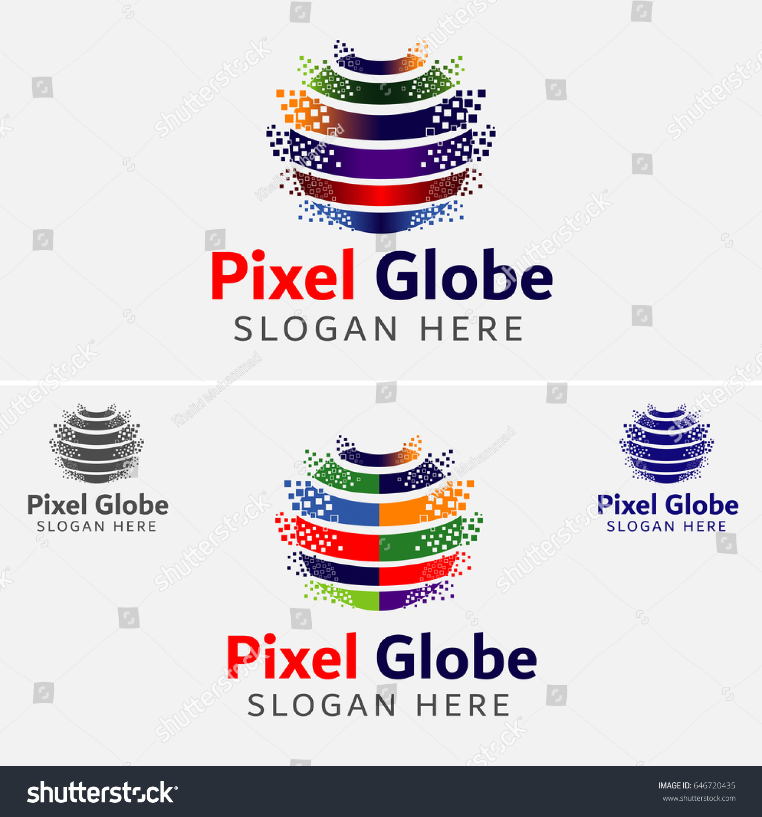 Pixel World Globe Logo Design Symbol Stock Vector (Royalty Free) 646720435