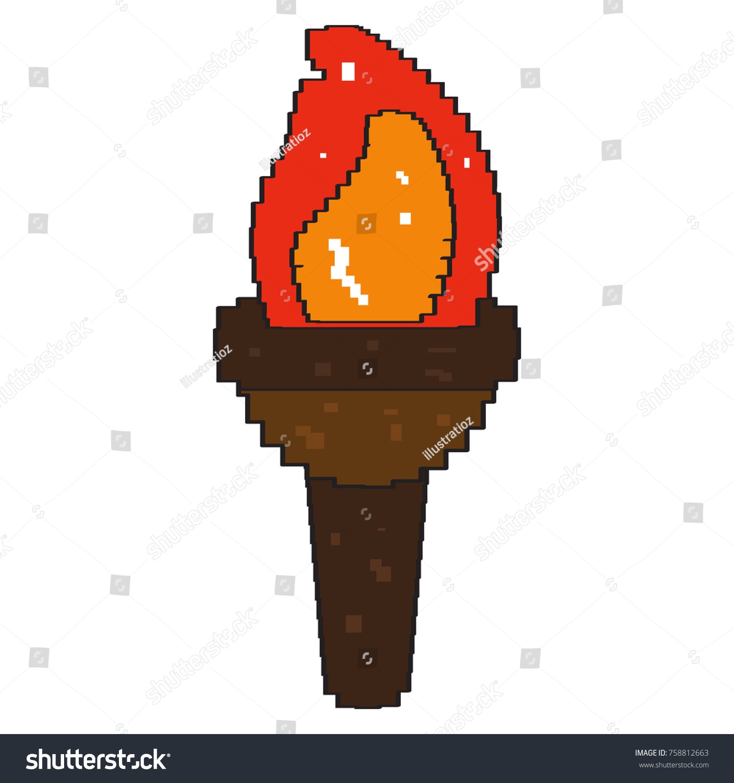Pixelated Torch Isolated On White Background Stock Vector (Royalty Free ...