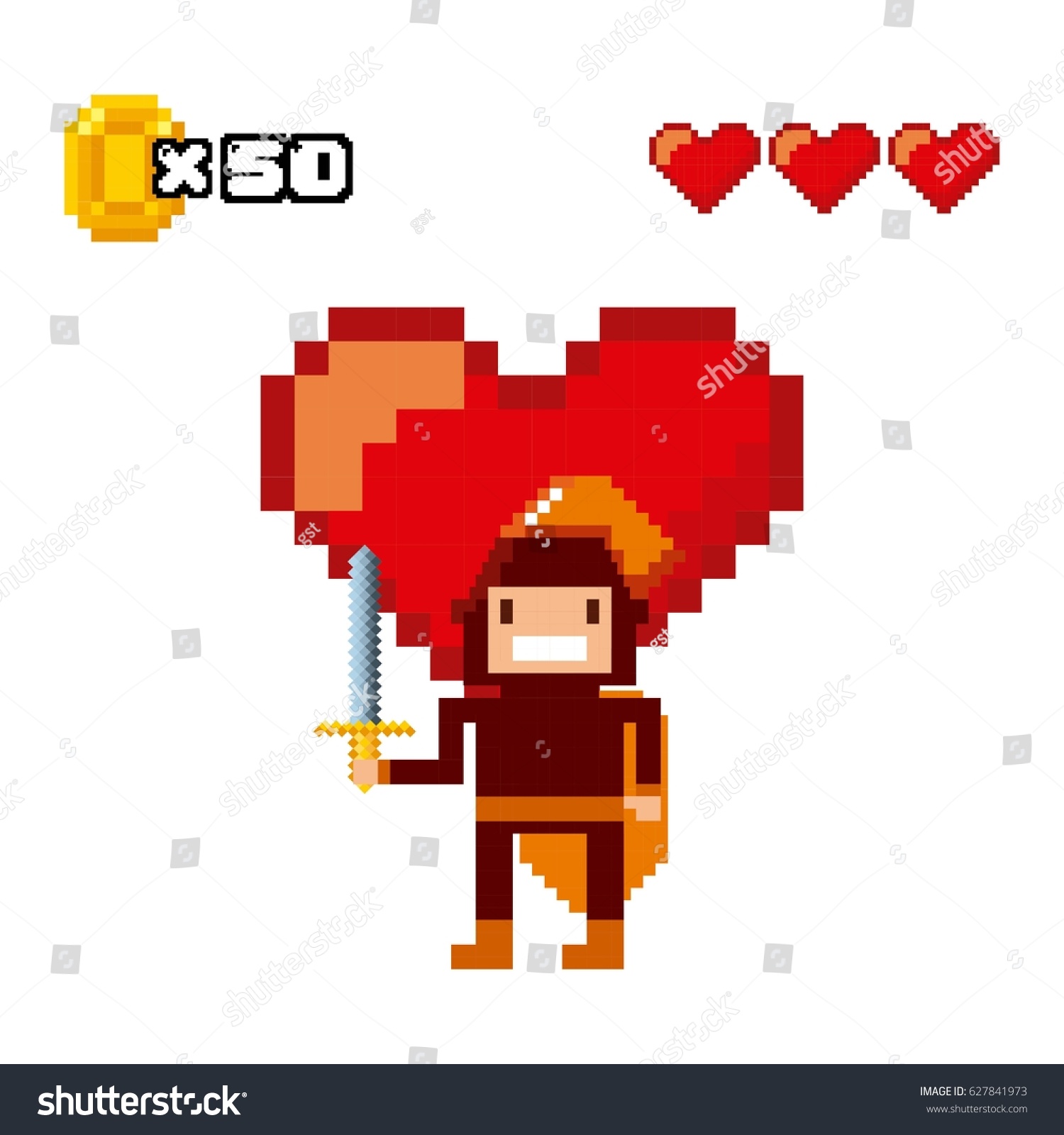 Pixelated Video Game Icons Stock Vector (Royalty Free) 627841973