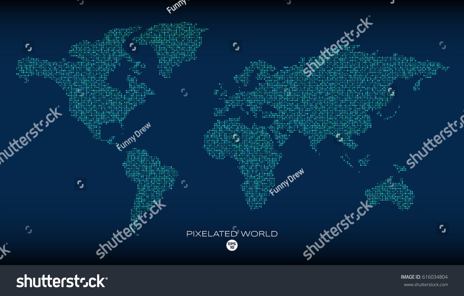 Pixelated World Map Noised Pixels Coloring: стоковая векторная графика ...