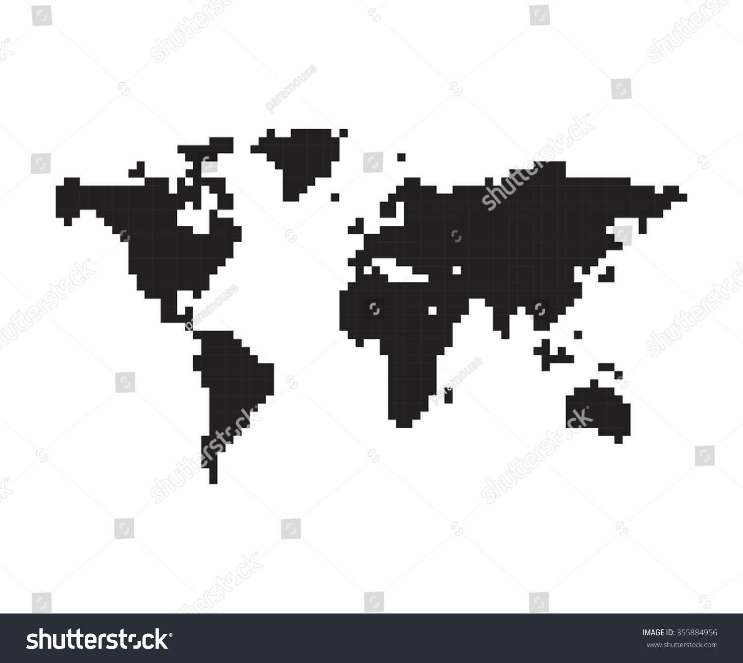 Pixeled World Map Isolated Vector Illustration Stock Vector (Royalty ...