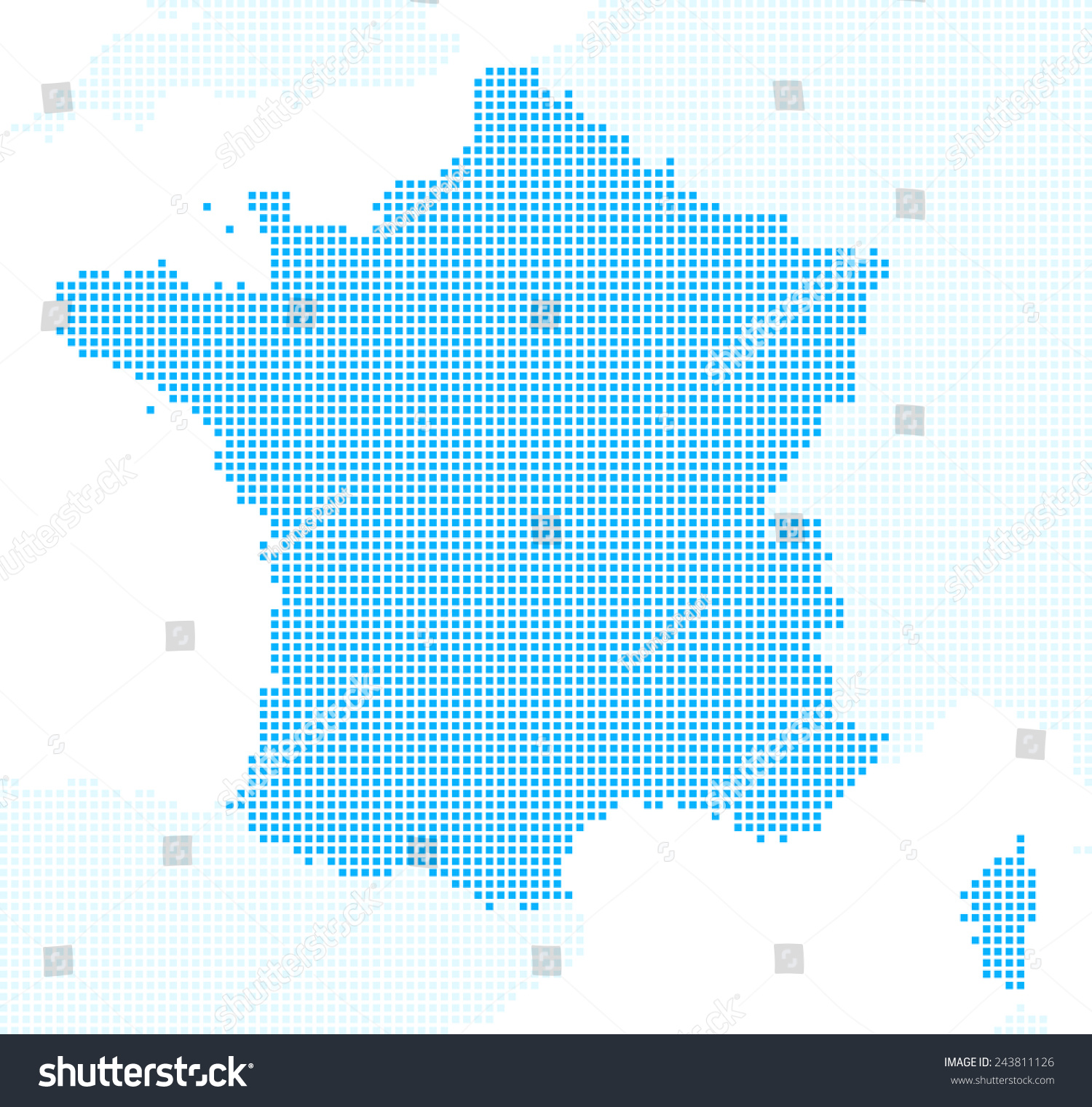 Pixels France Map Stock Vector (Royalty Free) 243811126