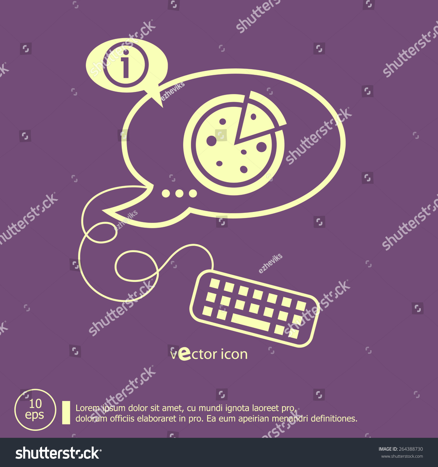 Pizza Keyboard Design Elements Line Icons Stock Vector (Royalty Free ...