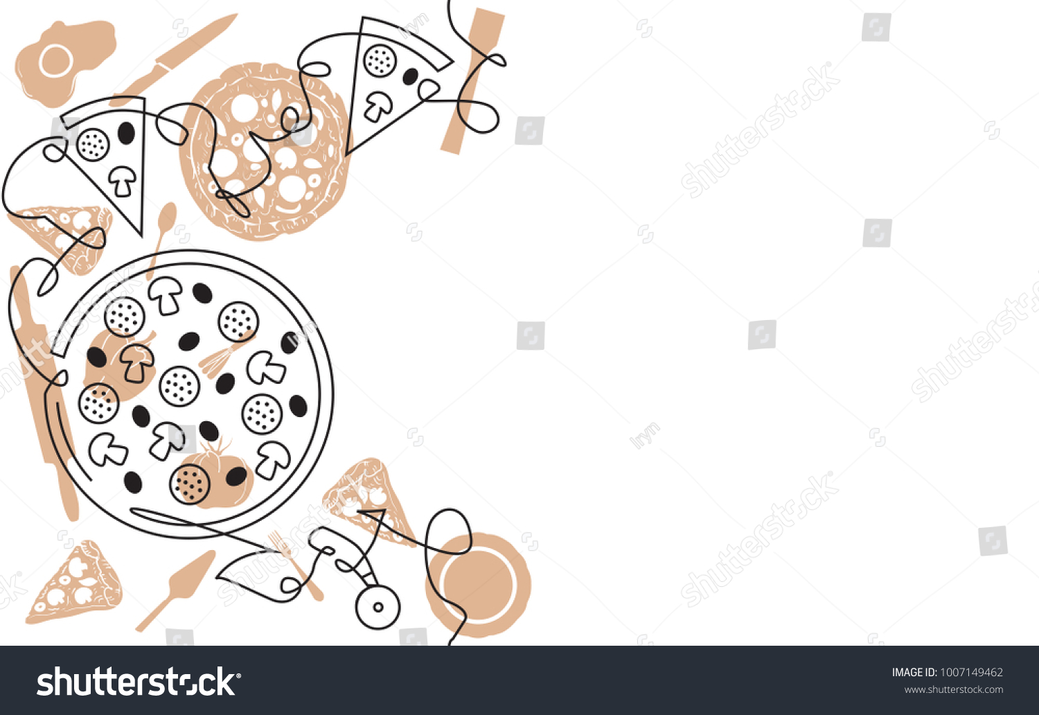 Pizza Background Minimal Style Pizza Pattern Stock Vector (Royalty Free ...