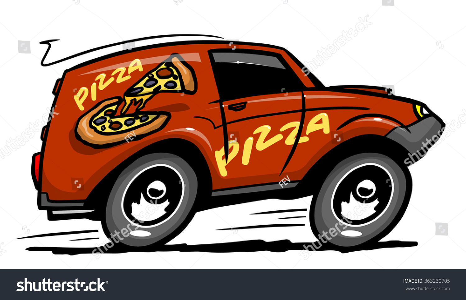 Pizza Delivery Car Vector Illustration: vector de stock (libre de ...