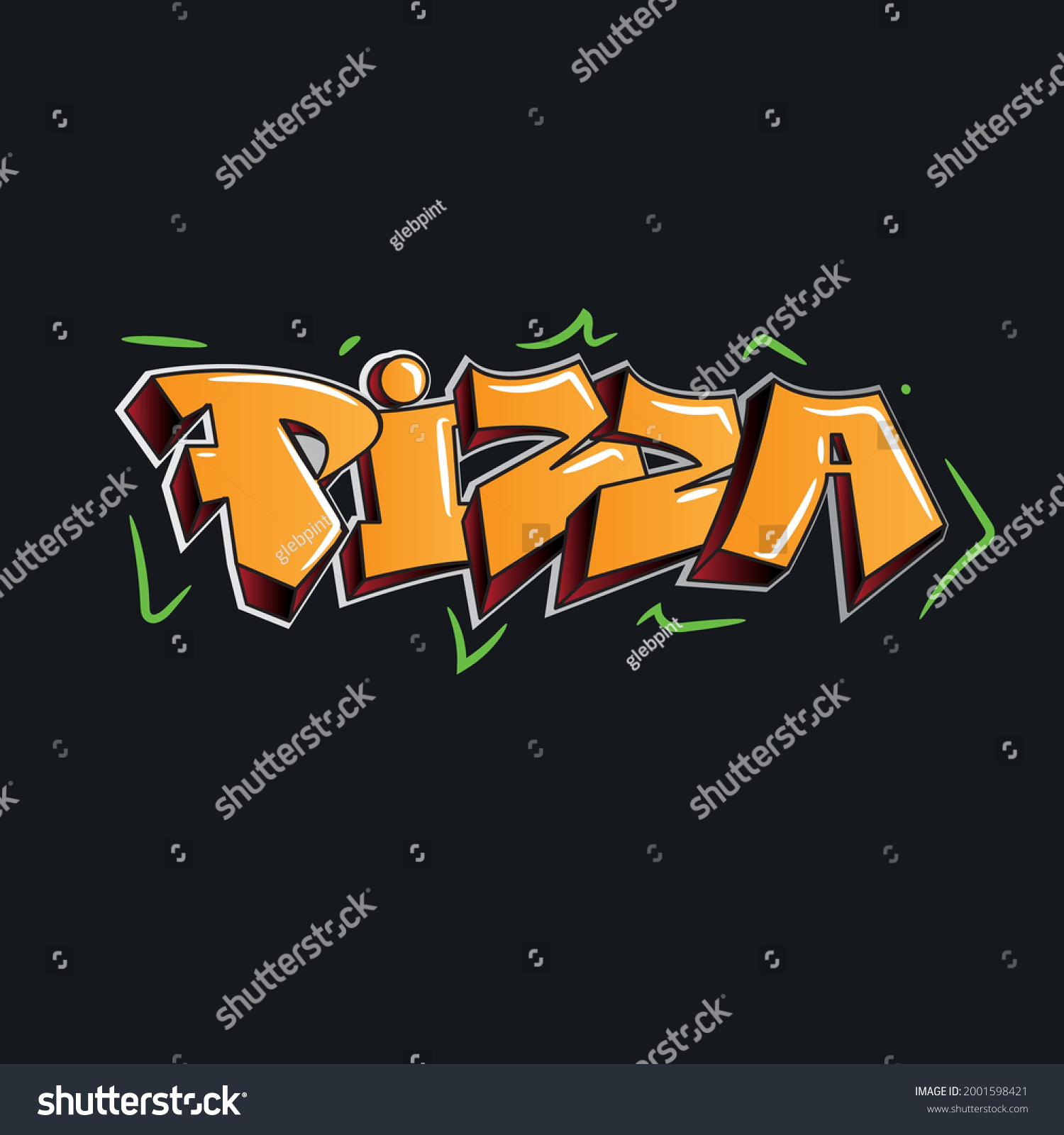 Pizza Graffiti Style 3d Vector Stock Vector (Royalty Free) 2001598421