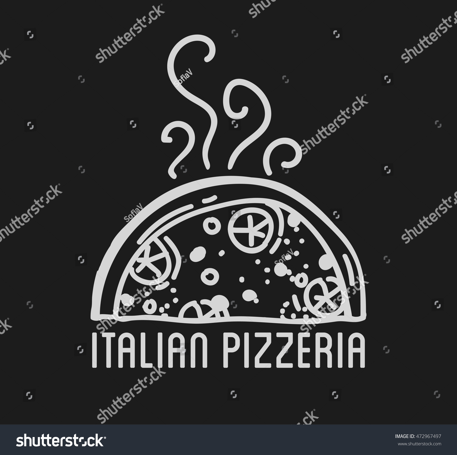 Pizza Label Design Typographic Vector Illustration Stock Vector ...