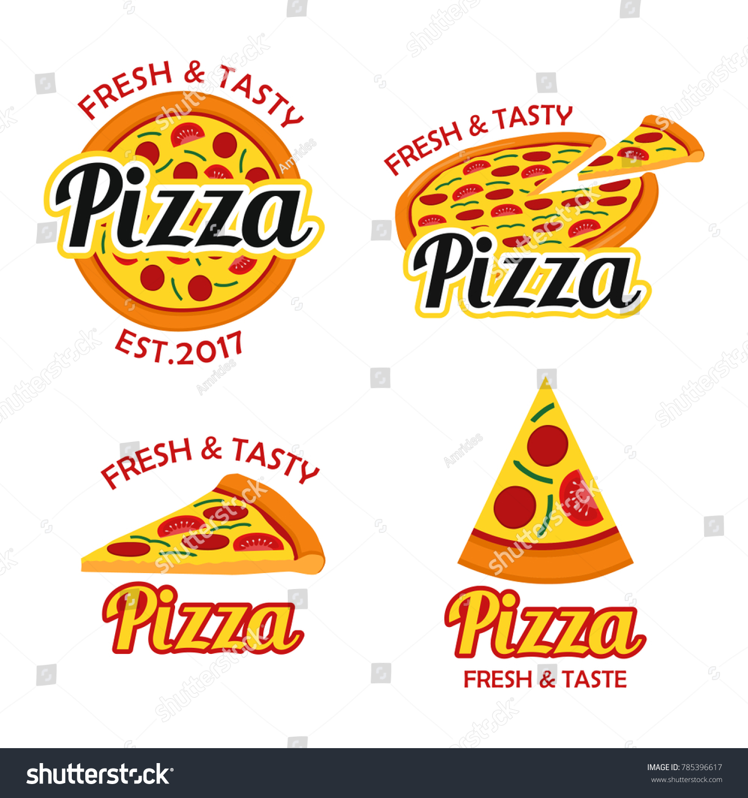 Pizza Logo Design Vector Set Stock Vector (Royalty Free) 785396617