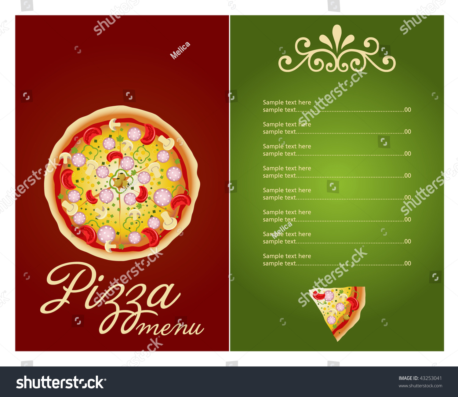 Pizza Menu Template Vector Illustration Stock Vector (Royalty Free ...