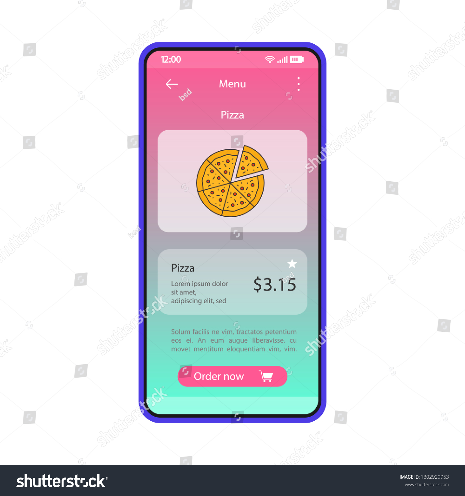 Pizza Ordering App Smartphone Interface Vector: vector de stock (libre ...