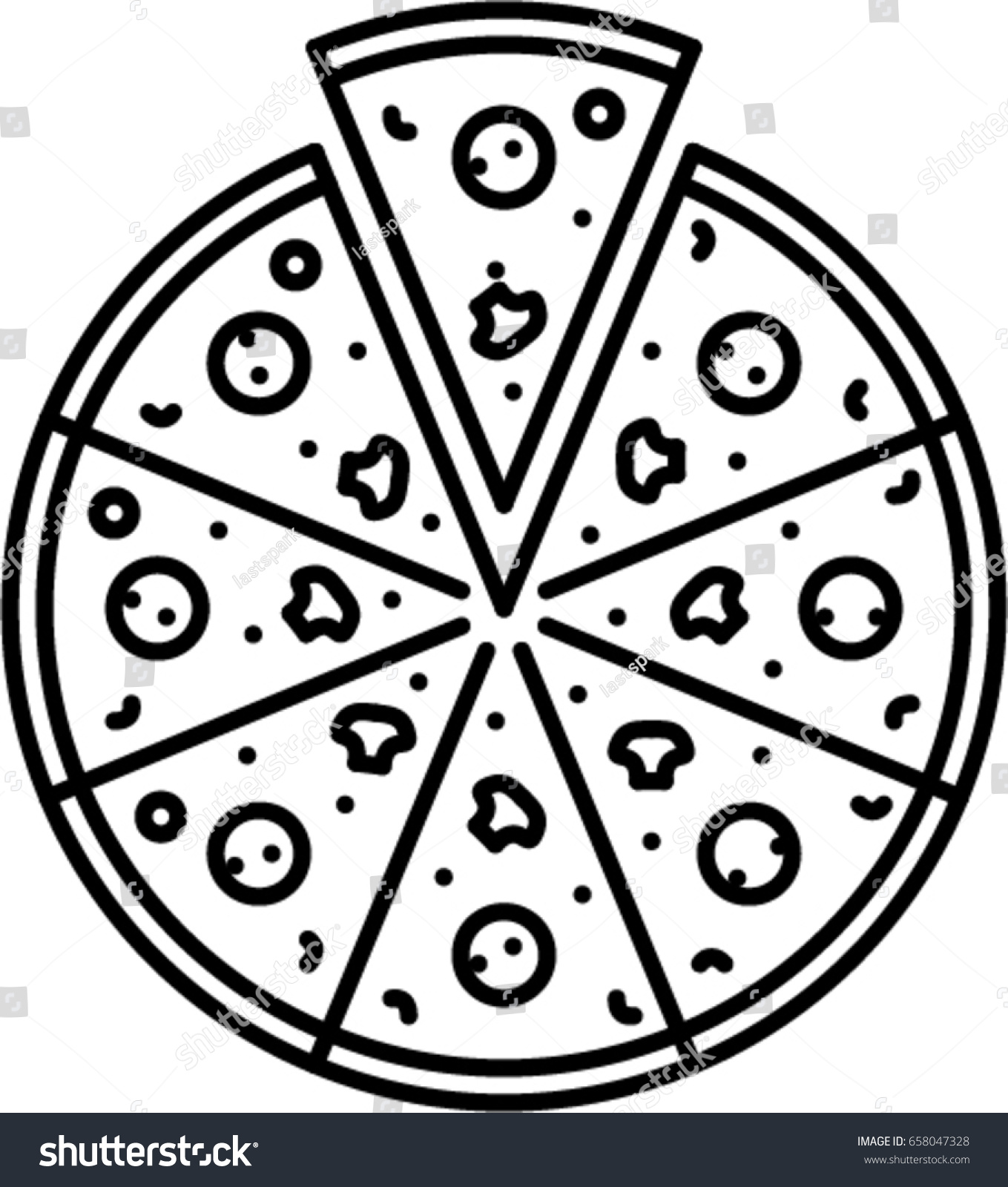 Pizza Outline Icon Stock Vector 658047328 - Shutterstock