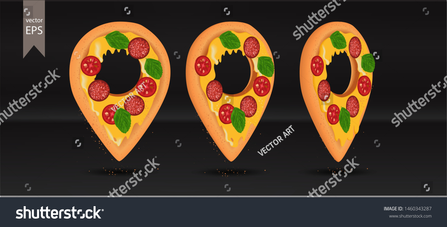 Pizza Pin Icon Set Vector Stock Vector (Royalty Free) 1460343287
