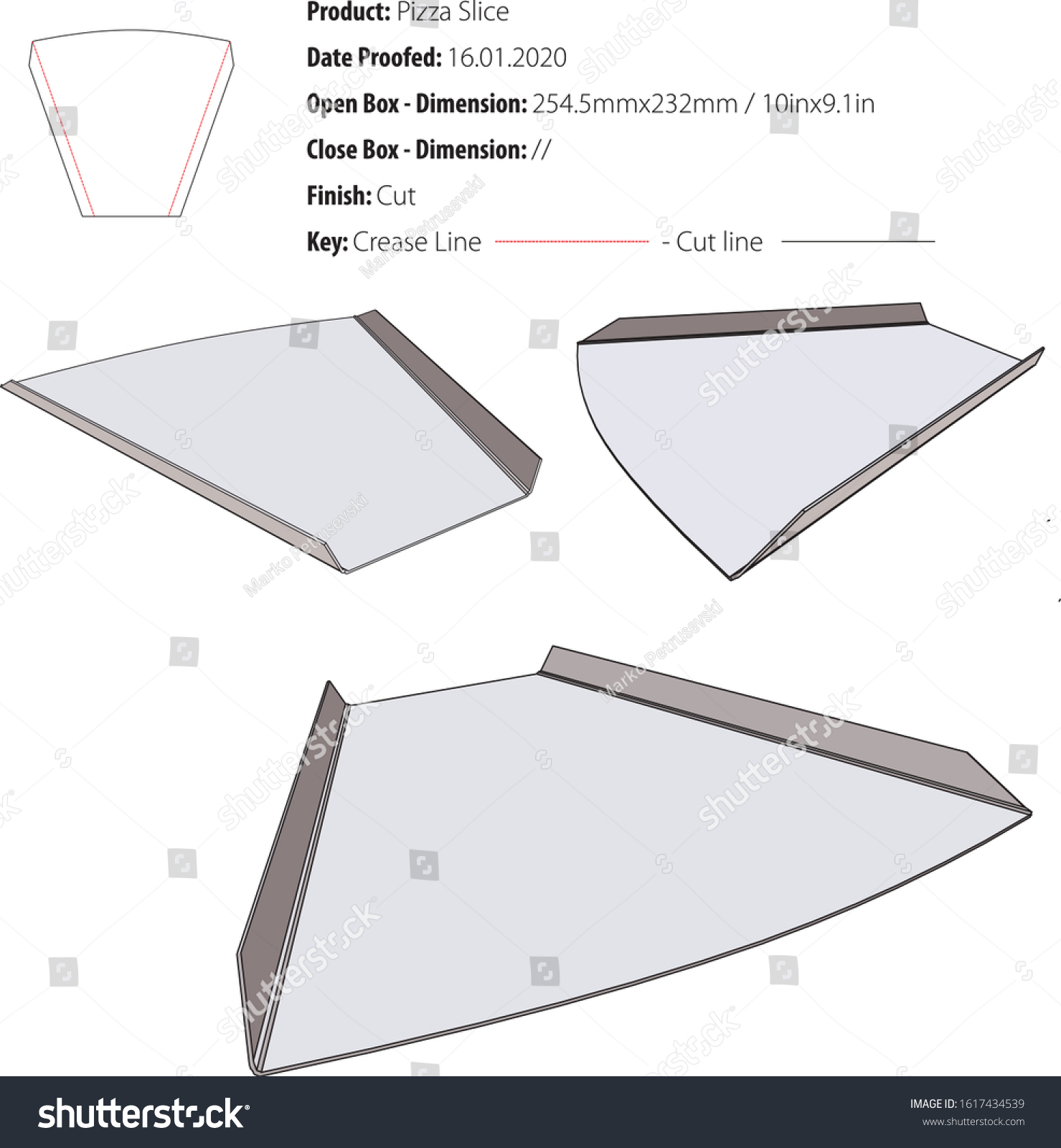 Pizza Slice Box Template Die Cut 스톡 벡터(로열티 프리) 1617434539 | Shutterstock