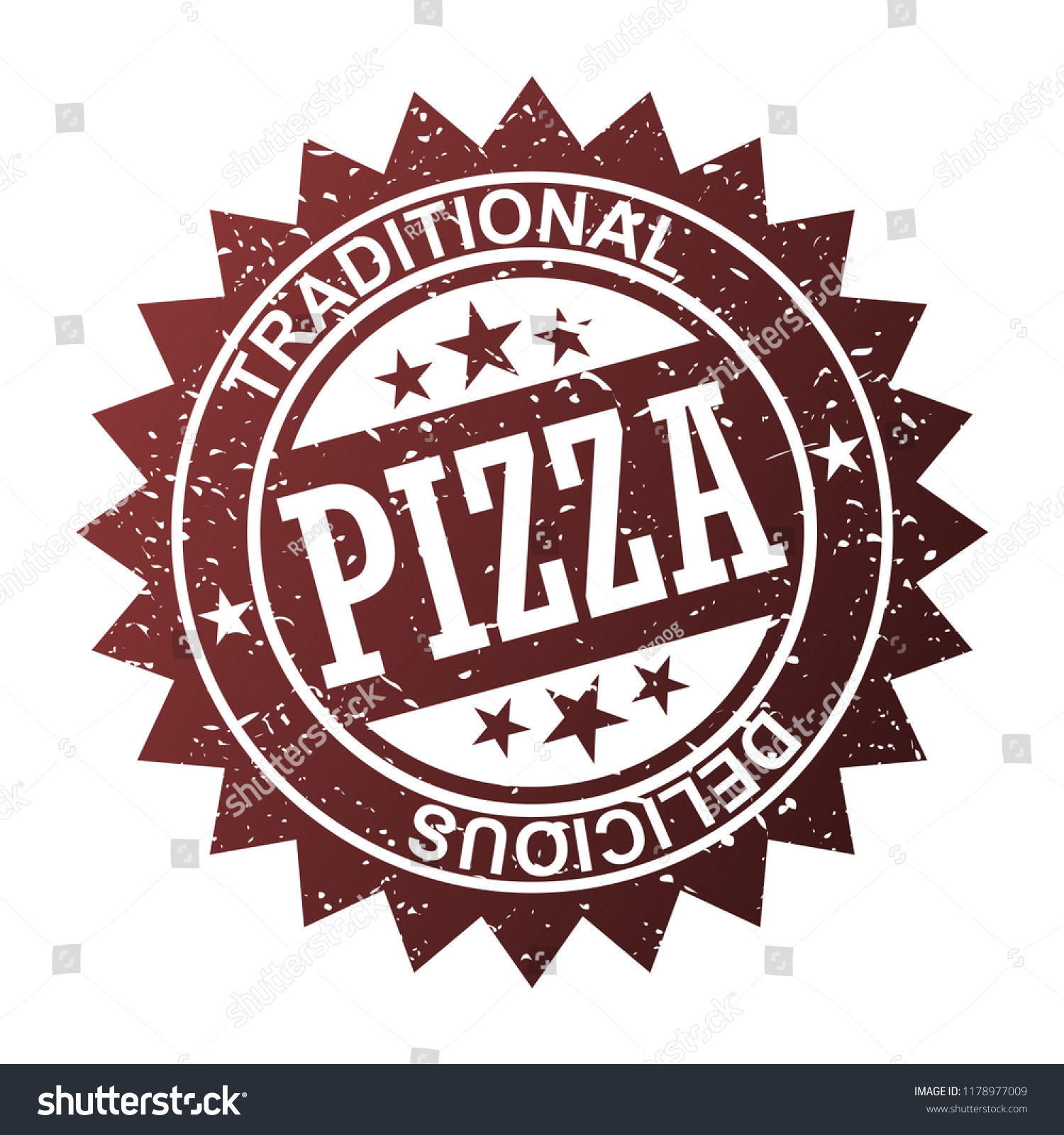 Pizza Stamp Vector Stock Vector (Royalty Free) 1178977009