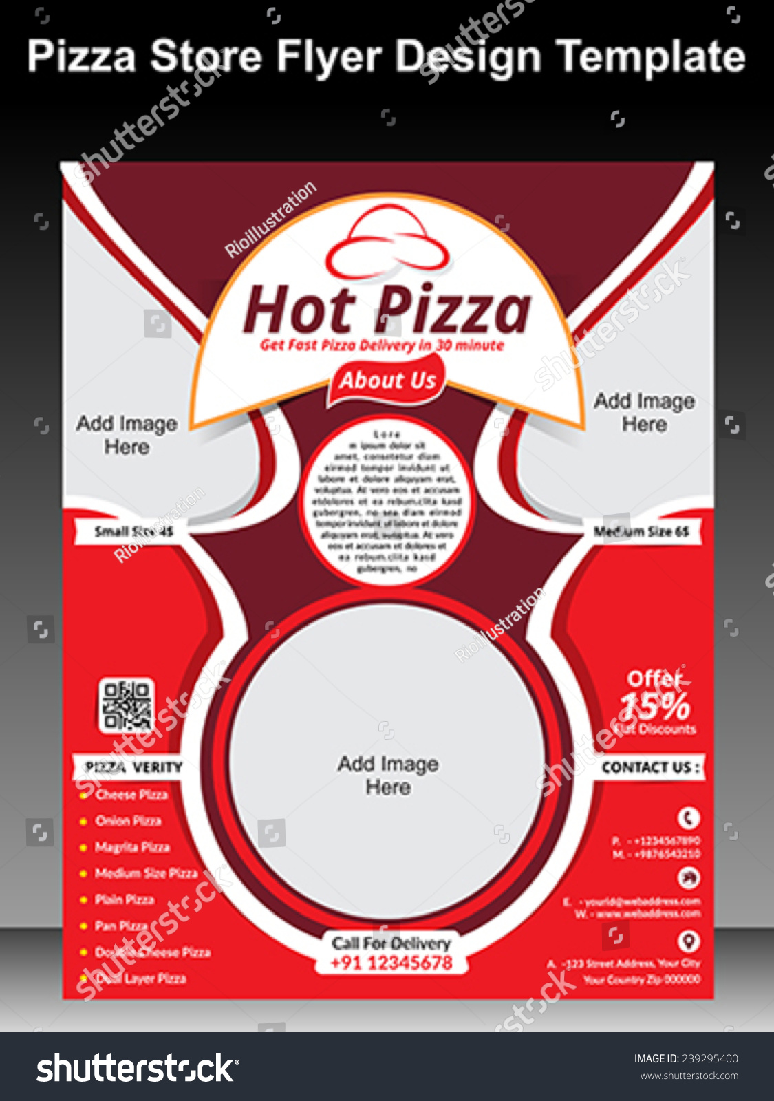 Pizza Store Flyer Design Template Vector: เวกเตอร์สต็อก (ปลอดค่า ...