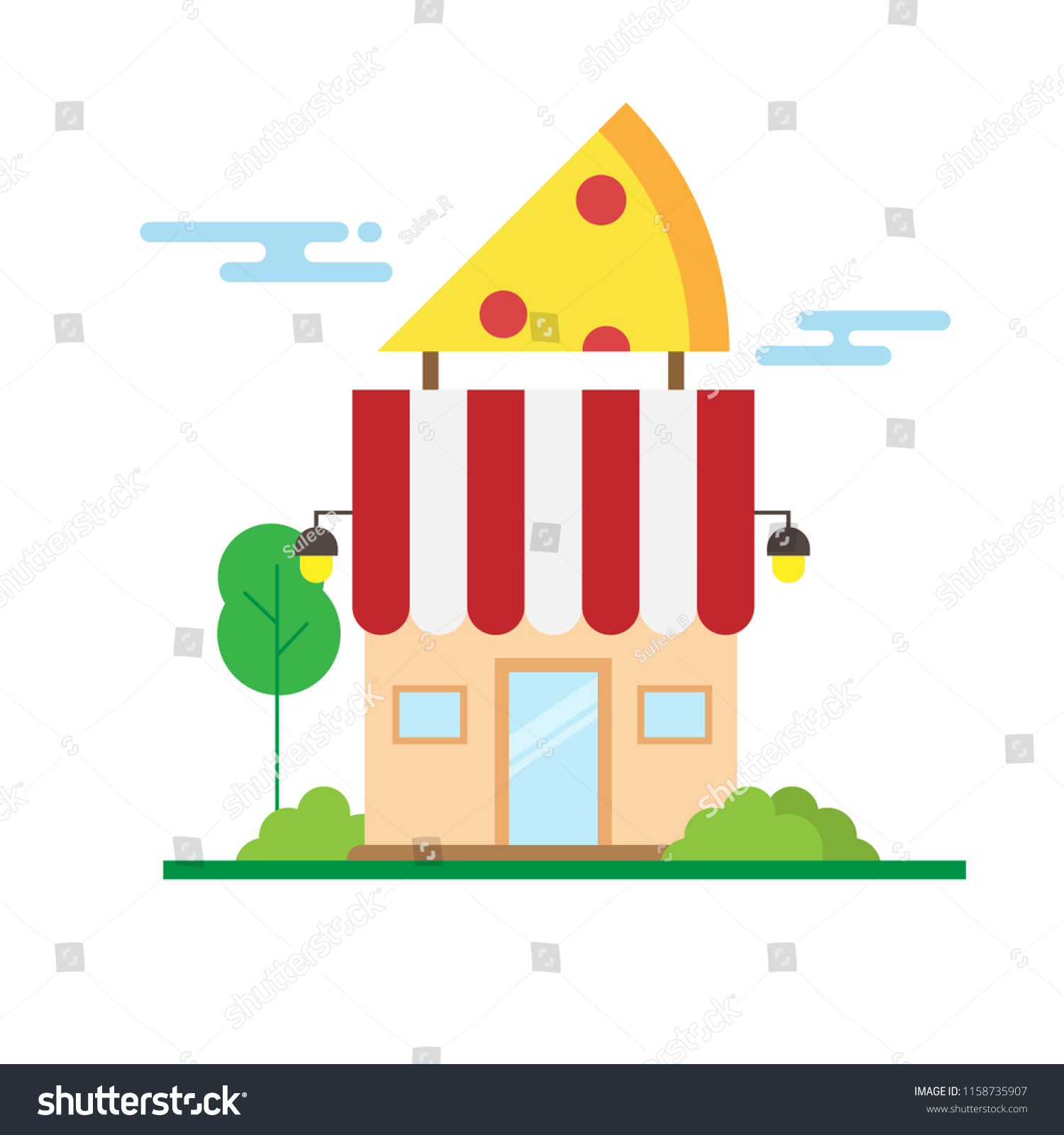 Pizza Store Vector Illustration Stock Vector (Royalty Free) 1158735907