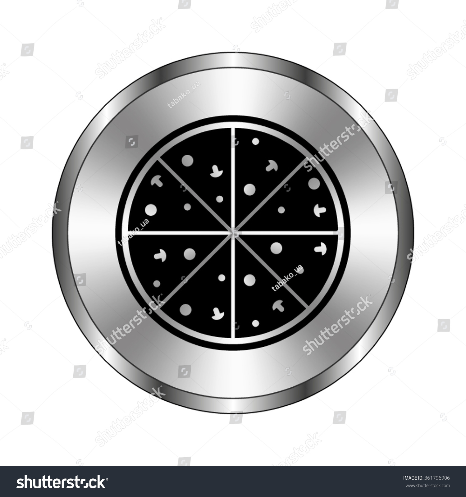 Pizza Vector Icon Metal Button Stock Vector (Royalty Free) 361796906 ...