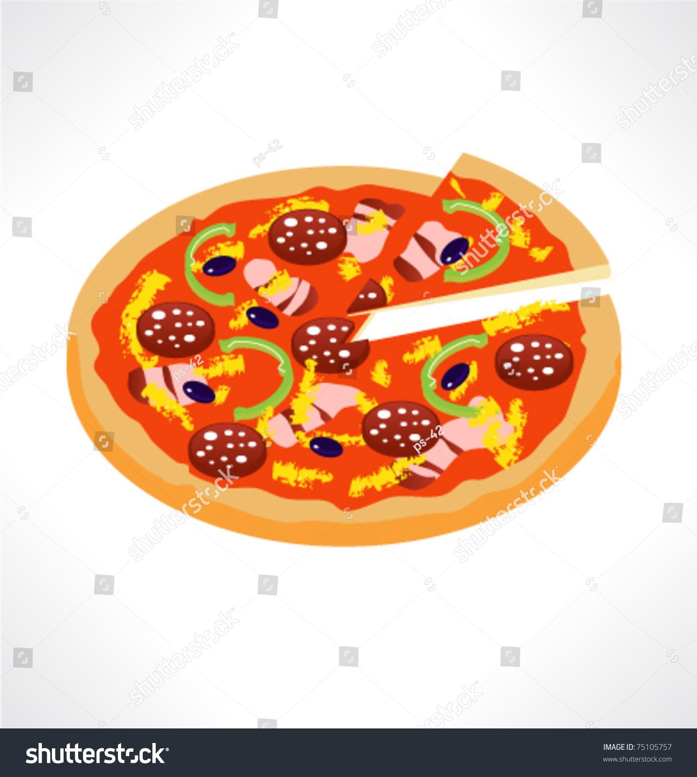 Pizza Vector Illustration Stock Vector (Royalty Free) 75105757 ...
