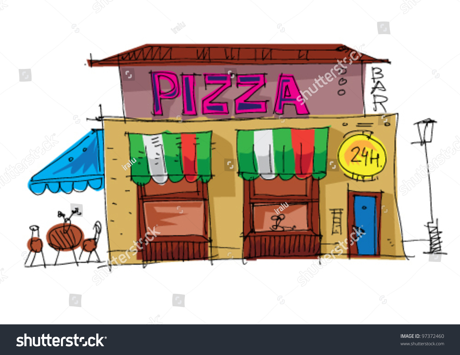 Pizzeria Cartoon Stock Vector (Royalty Free) 97372460 - Shutterstock