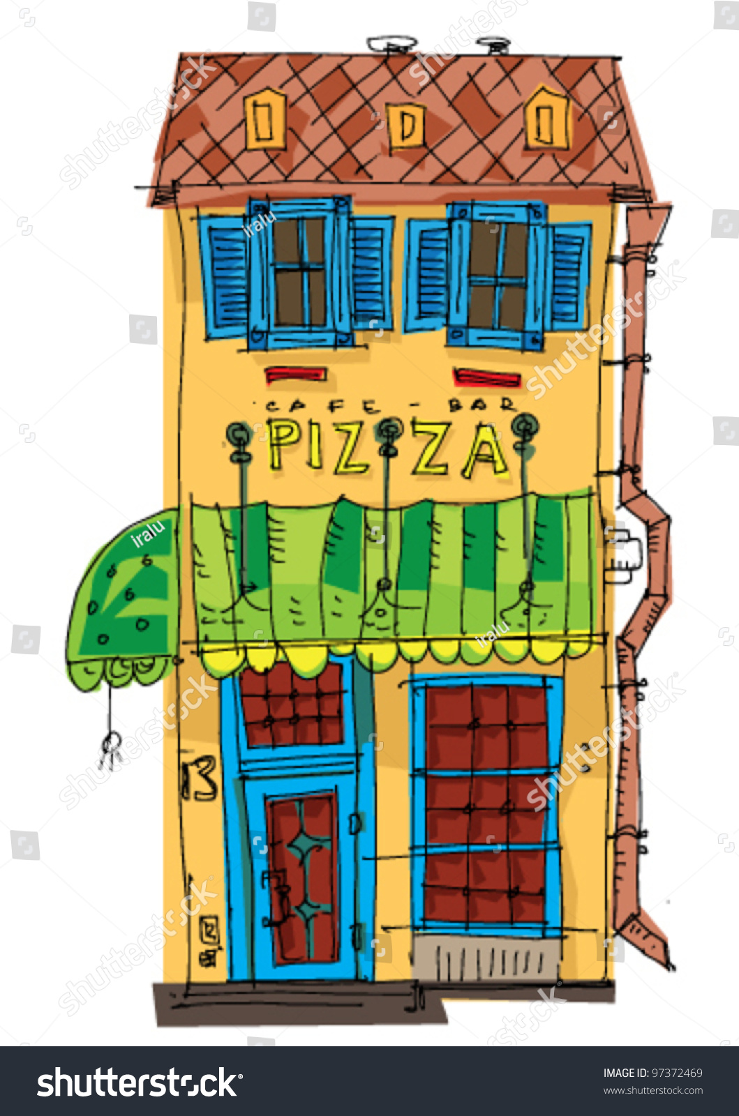 Pizzeria Cartoon Stock Vector (Royalty Free) 97372469 | Shutterstock